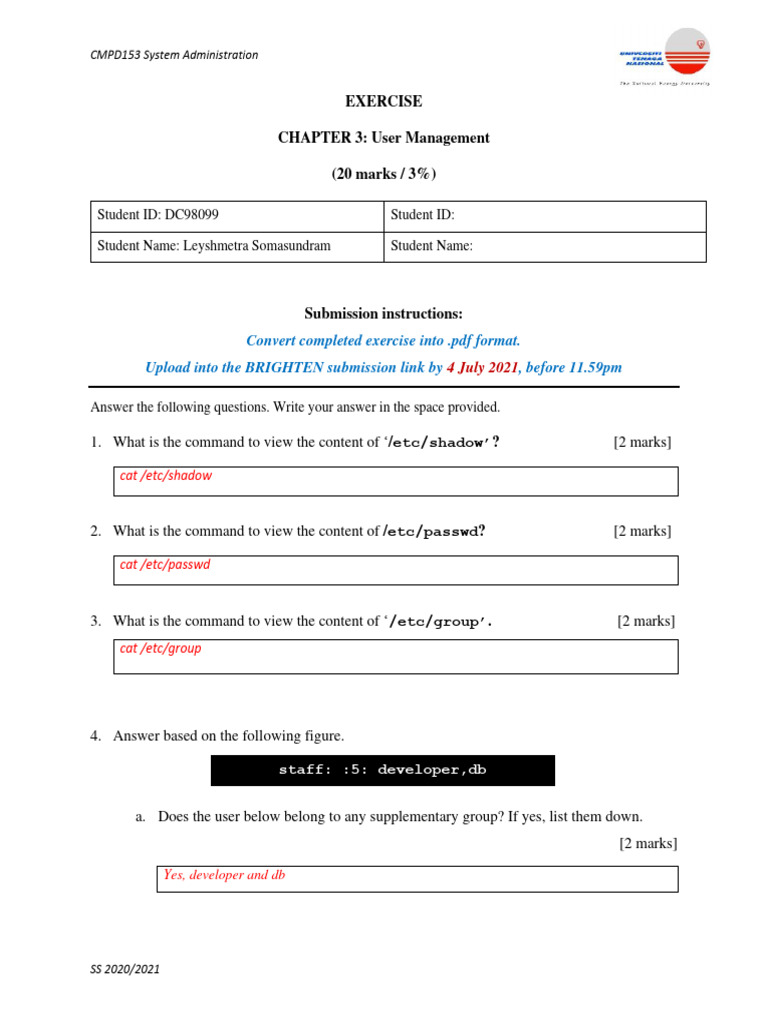 Chapter3 UserManagement Exercise ToSubmit (1)-Converted-1 | PDF | Software | Computer Architecture
