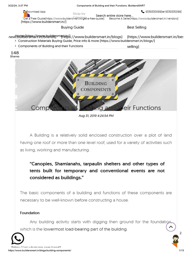 Components of Building and Their Functions - BuildersMART | PDF ...