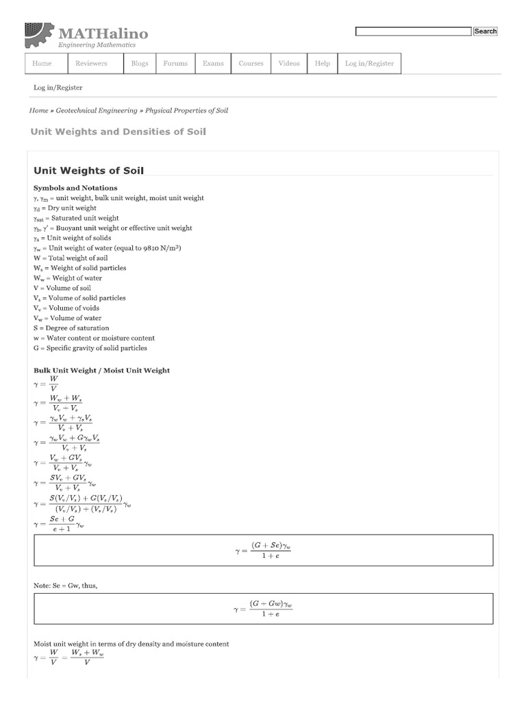 Saturated-Dry Unit Weights and Densities of Soil - Ge... Hnical ...