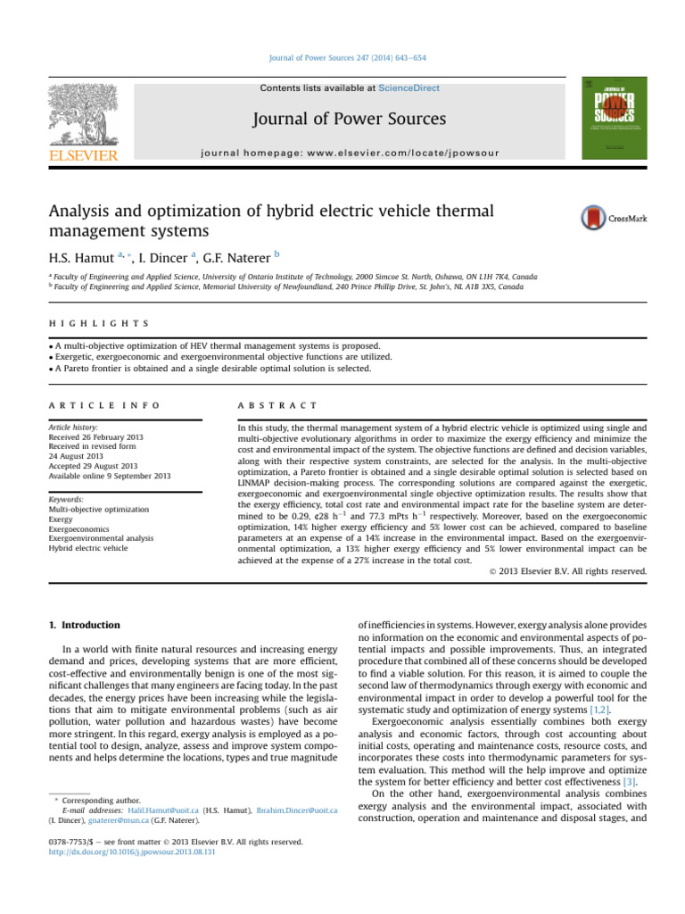 Analysis and Optimization of Hybrid Electric Vehicle Thermal Management ...