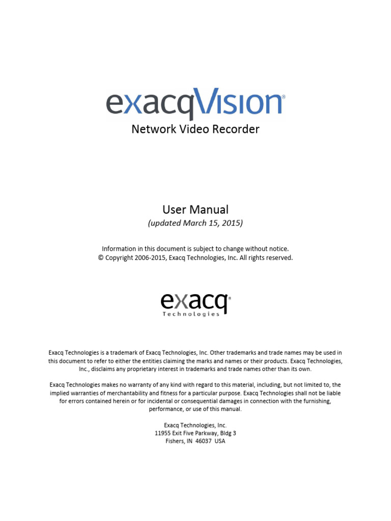 Exacqvision Users Manual | PDF | Server (Computing) | Operating System
