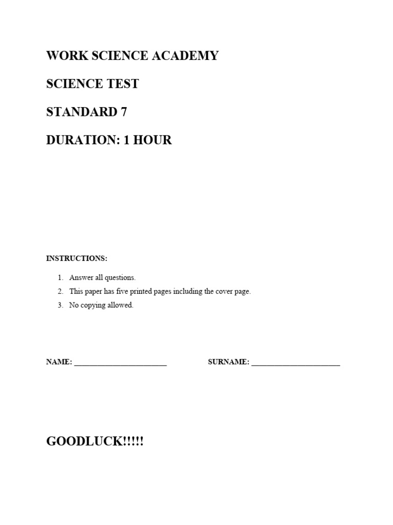 Science Standard 7 | PDF | Water | Water Purification