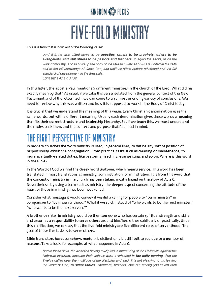 Five Fold Ministry | PDF | Paul The Apostle | Acts Of The Apostles