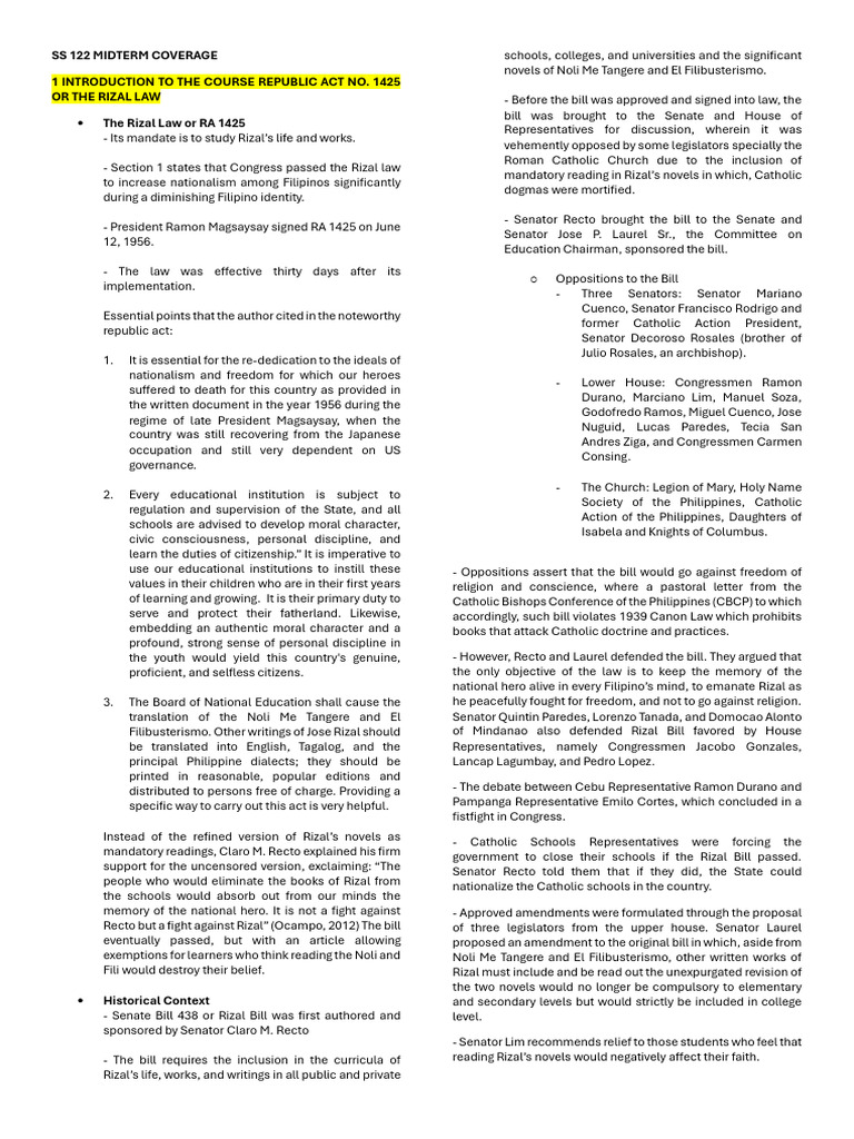 RIZAL-MIDTERM-COVERAGE | PDF