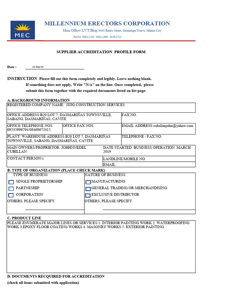 Accreditation Form 2024 | PDF | Iso 9000 | Business
