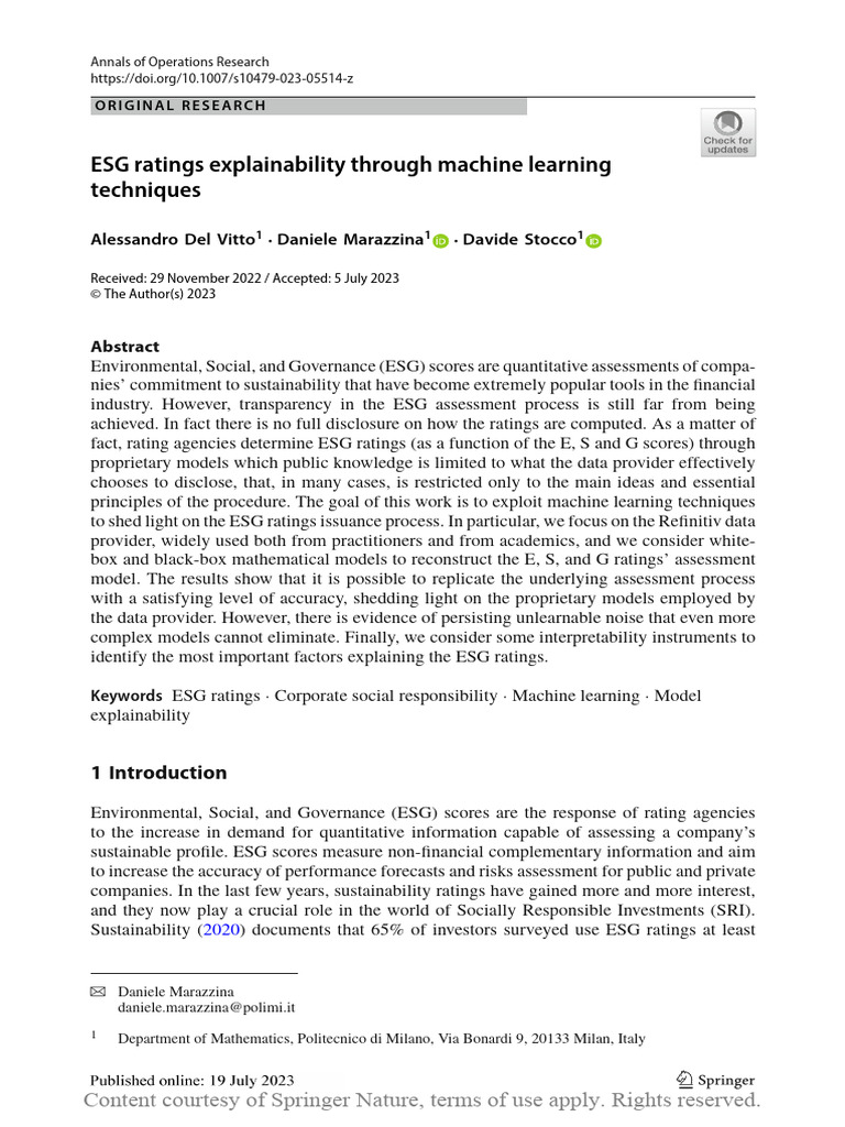 ESG Ratings Explained with AI | PDF | Corporate Social Responsibility | Linear Regression