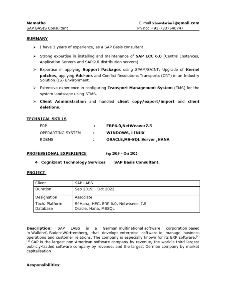 Mamatha Basis Resume | PDF | System Software | Software Engineering Mamatha Basis Resume | PDF | System Software | Software Engineering