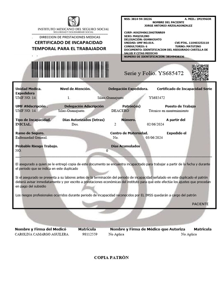 Escaneo de Receta Imss | PDF | Cuidado de la salud | Medicina