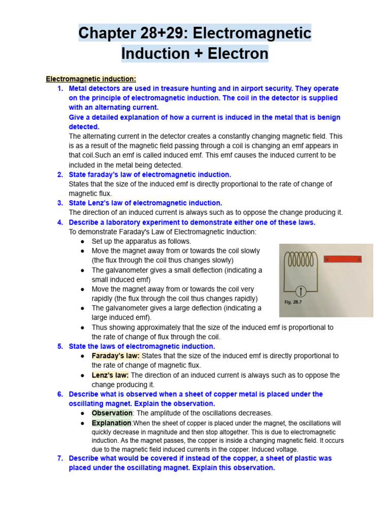Physics - Chapter 28+ 29 | PDF | Electromagnetic Induction | Inductor