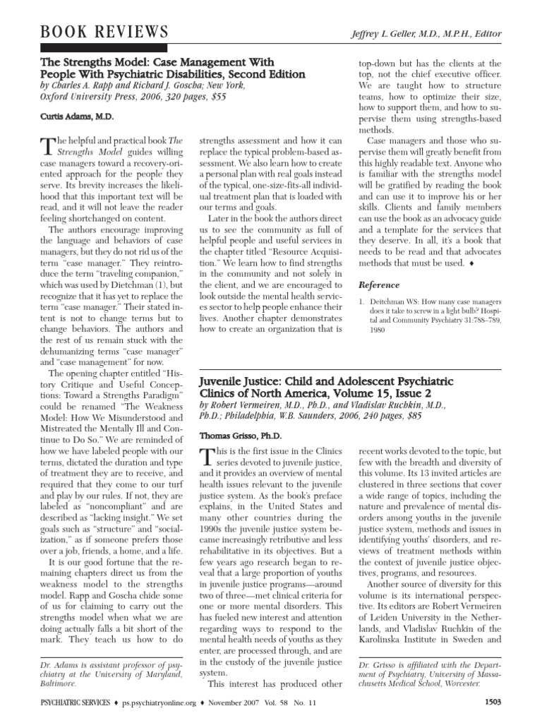 The Strengths Model Case Management With People With Psychiatric ...