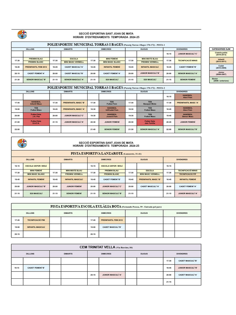 Horaris 24-25 SJM | PDF
