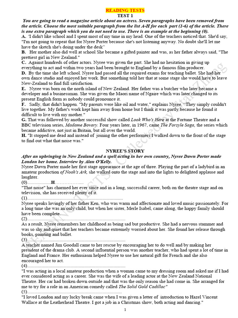 Reading Comprehension 1-5 | PDF | Sleep | Canoe