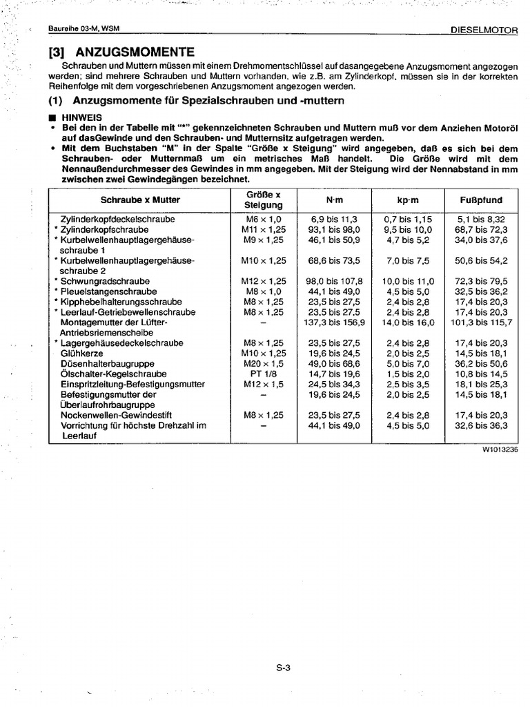 Anzugsdrehmomente 03 Serie-1. | PDF
