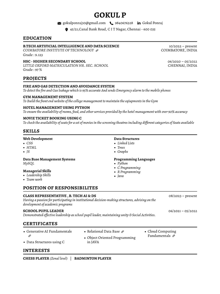 GOKUL P FlowCV Resume 20240327 | PDF | Artificial Intelligence ...