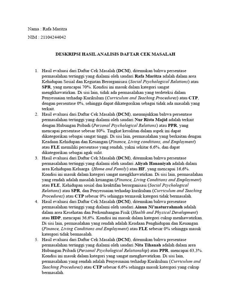 Analisis Hasil DCM | PDF | Karier & Perkembangan | Pengembangan Diri