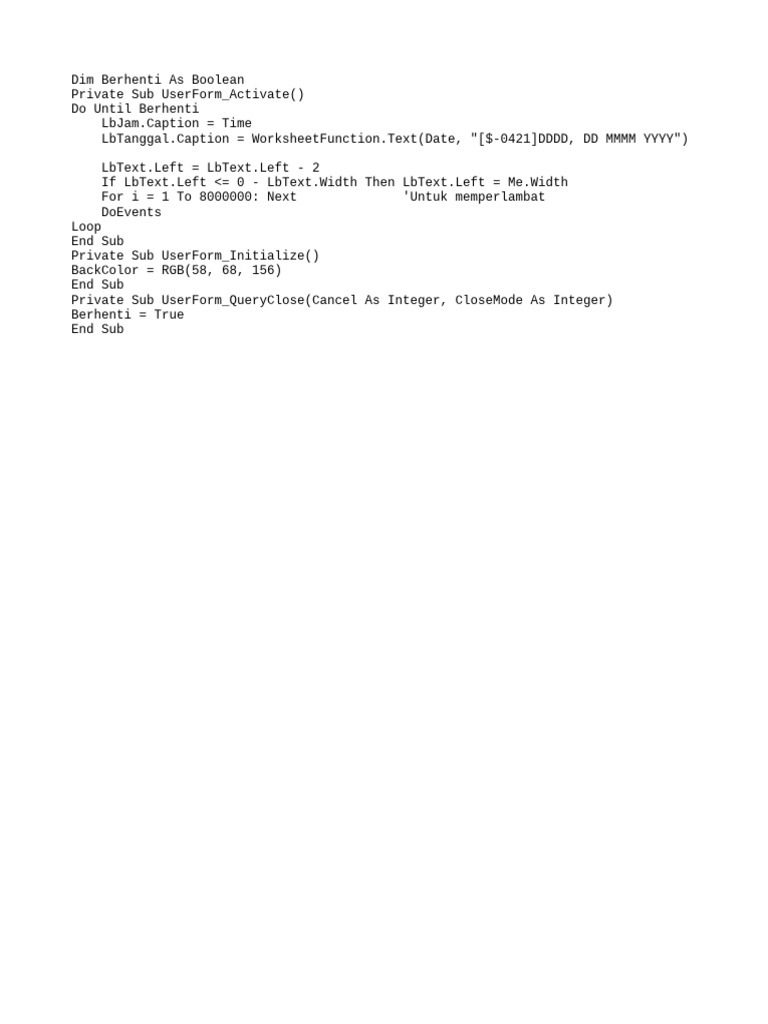Skrip Runing Text Excel Pdf 