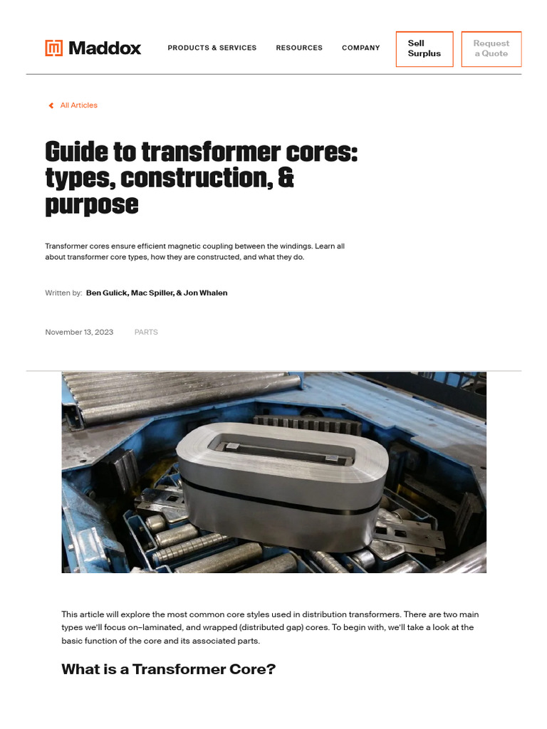 Transformer Core Types & Construction | PDF | Transformer | Inductor