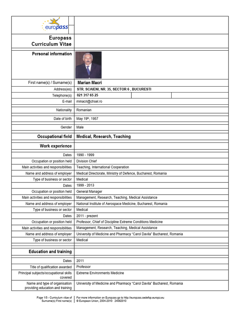 Macri Marian - CV | PDF | Medicine | Clinical Medicine