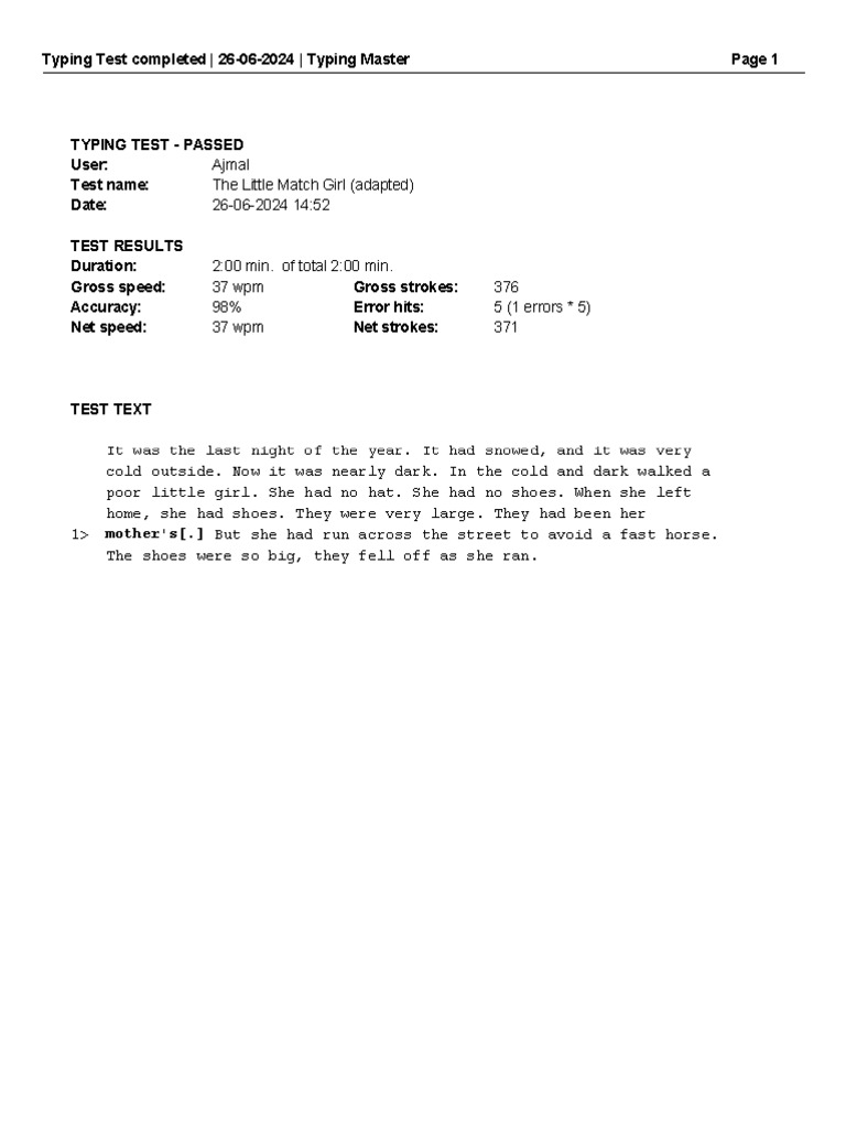 Ajmal Typing Test | PDF
