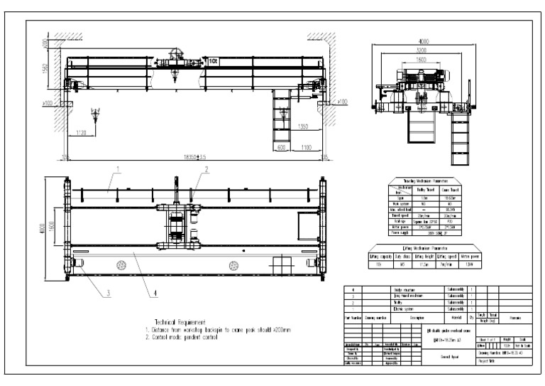 Drawing For 10tn Double Girder Overhead Crane From Yuantai Barley ...