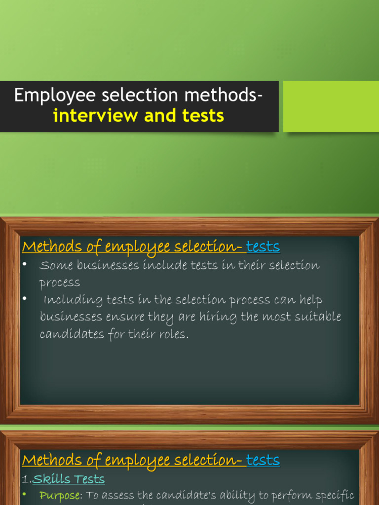 Method of Employee Selection-Tests and Interview | PDF | Skill | Psychology