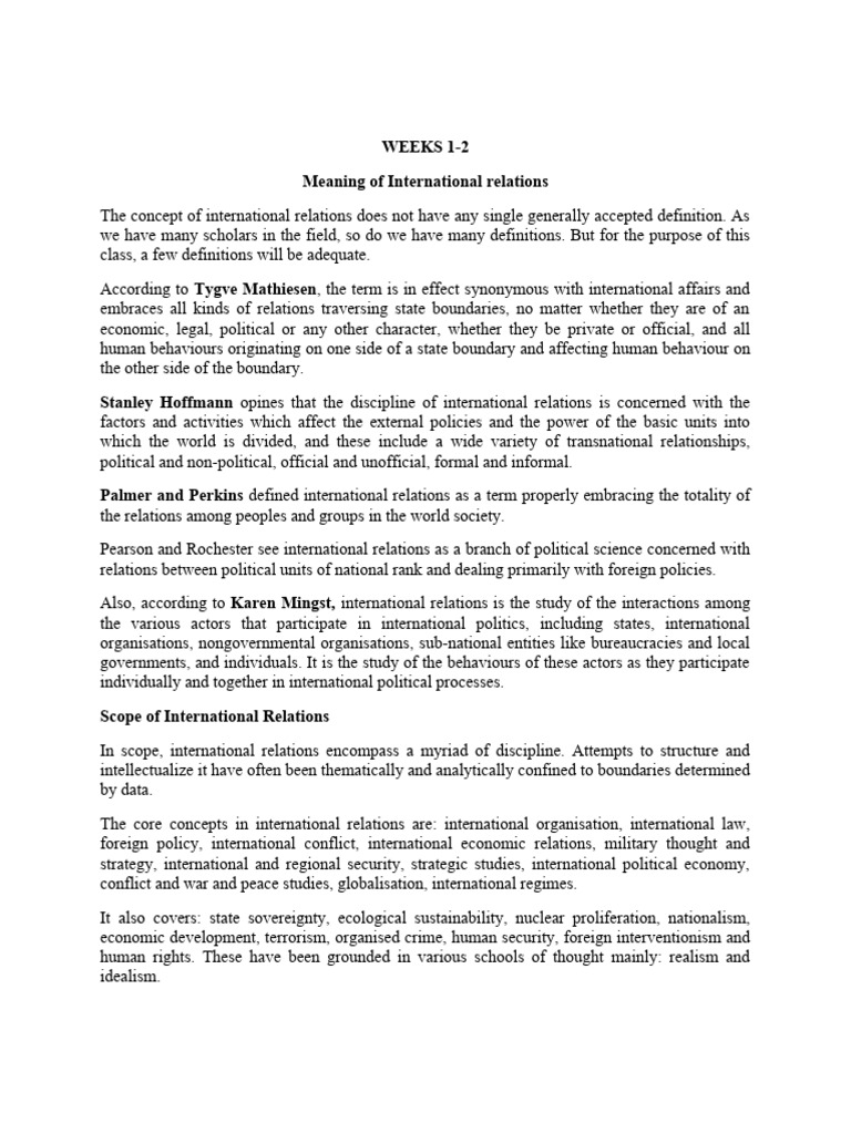 Internation Relations (Definition - NIEO) | PDF | International ...