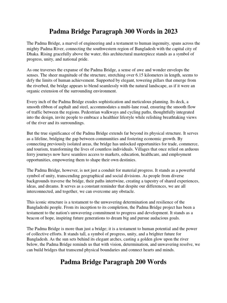Padma Bridge Paragraph | PDF | Economies
