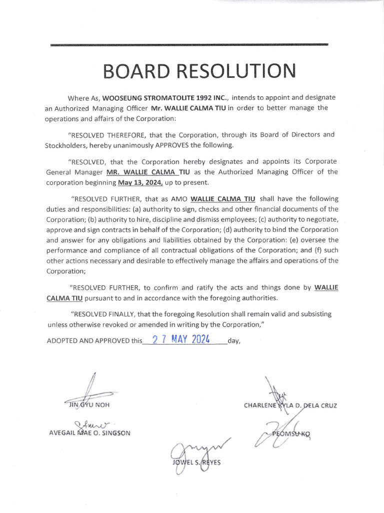 Board Reso | PDF | Law