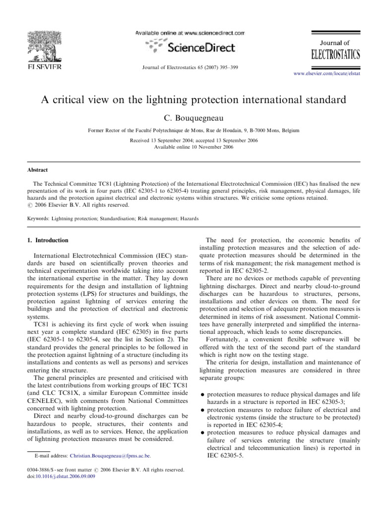 A Critical View On The Lightning Protect | PDF | Risk | Lightning