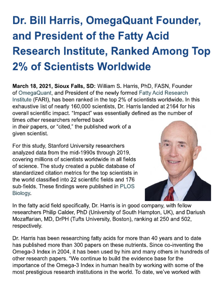 Dr. Bill Harris, OmegaQuant Founder | PDF