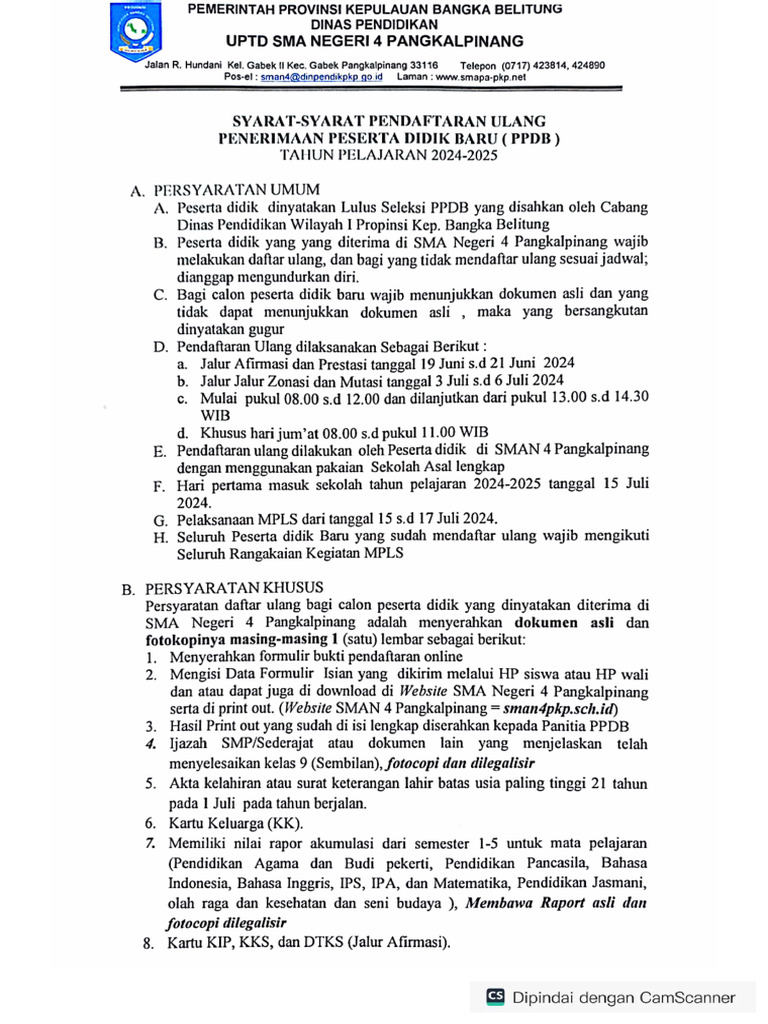 Syarat Daftar Ulang Fixxx | PDF