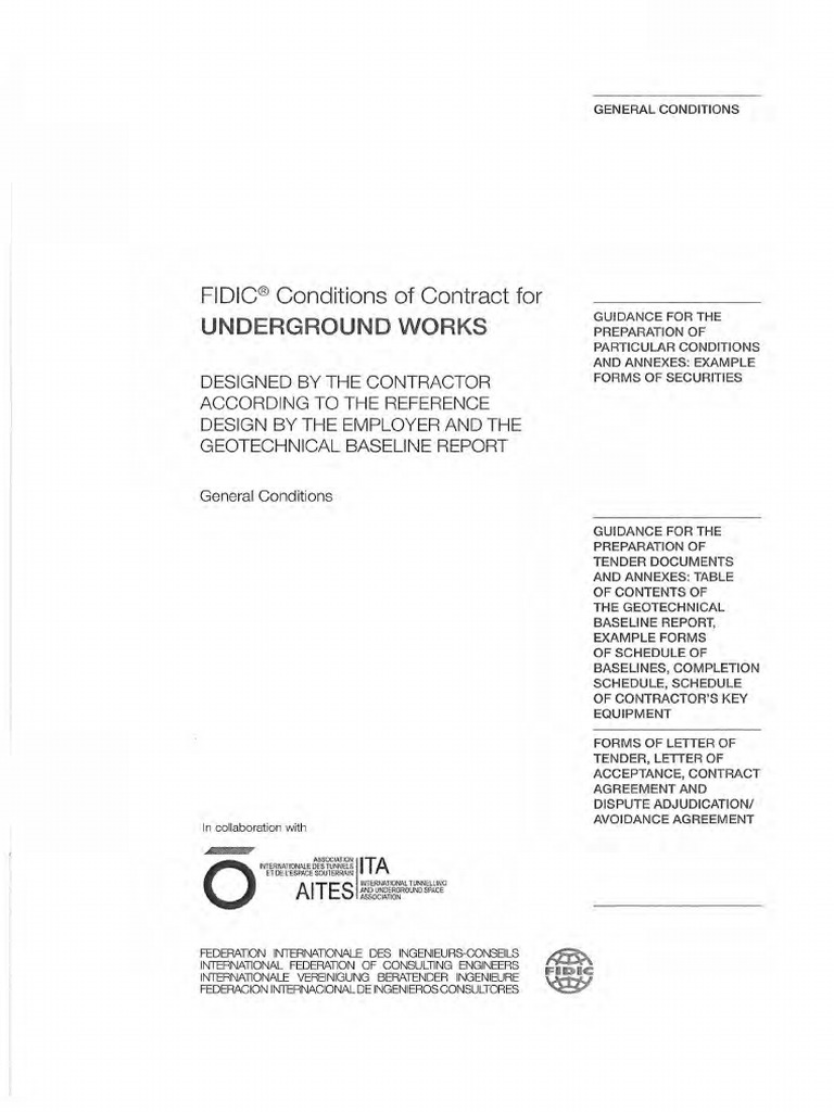 新增 FIDIC Contract For Underground Works - 2019 General Conditions 翠皮书 | PDF