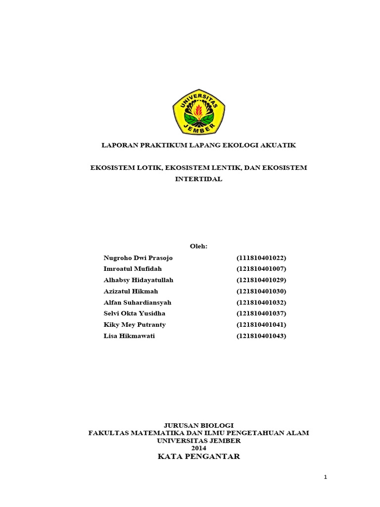 Laporan Praktikum Lapang Ekologi Akuatik Fix | PDF | Kajian Bahasa Asing | Sains & Matematika