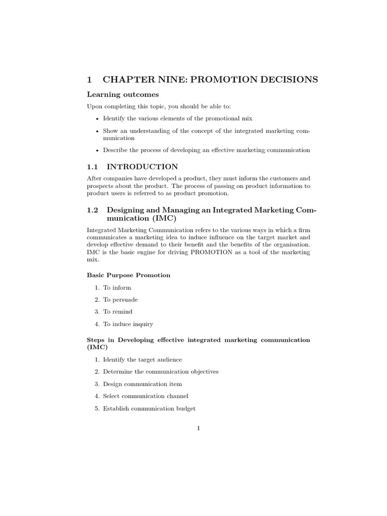 Promotion Decisions in Marketing Strategy | PDF | Advertising ...