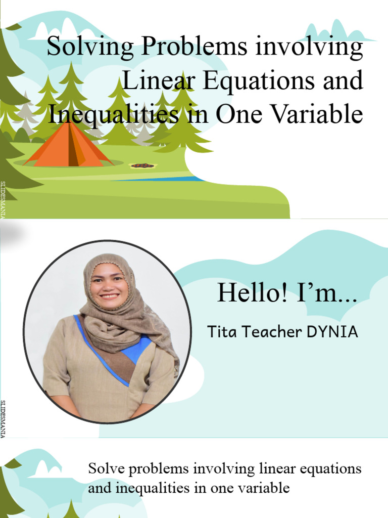 L8 Solving Problems Involving Linear Equations and Inequalities in One Variable | PDF ...