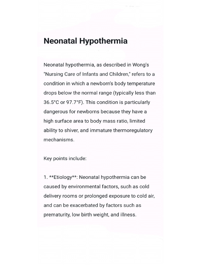 Neonatal Hypothermia | PDF