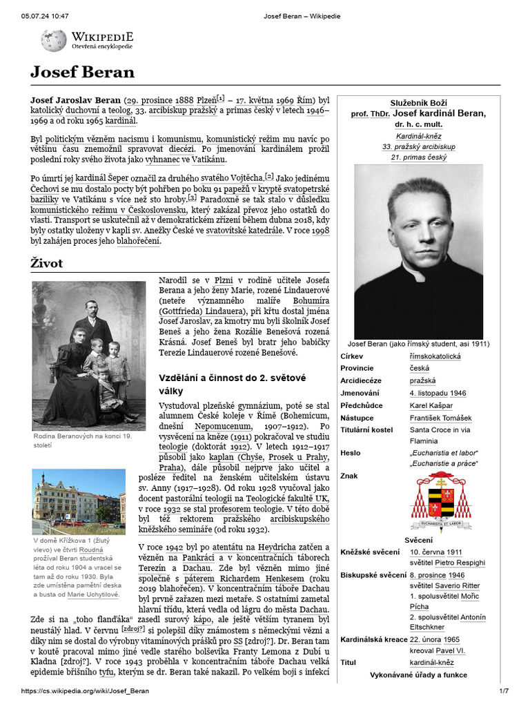 Josef Beran - Wikipedie | PDF