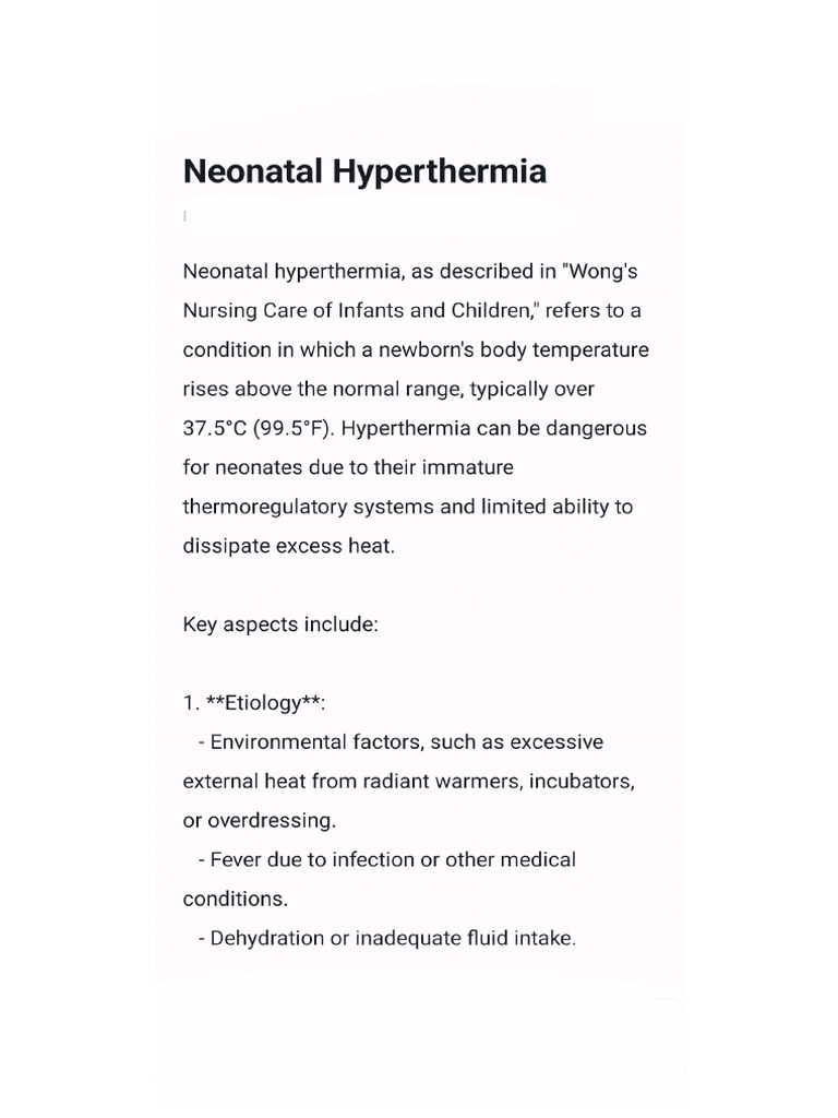 Neonatal Hyperthermia | PDF