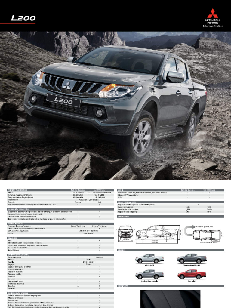 2019 - Ficha Técnica - Mitsubishi - L200 | PDF