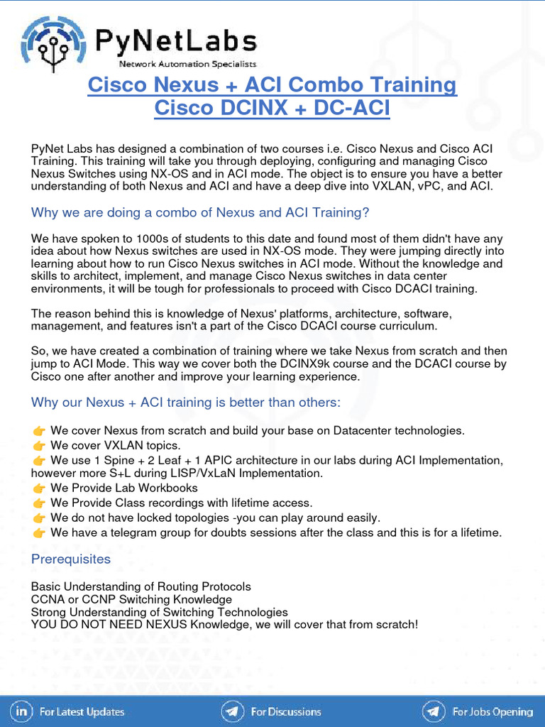 Cisco Nexus + DC ACI Course Outline | PDF | Network Switch | Network Protocols