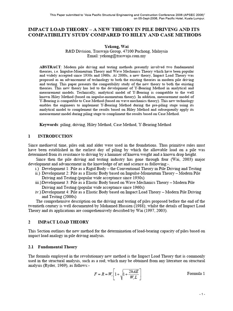 Impact Load Theory in Pile Driving Analysis | PDF | Deep Foundation ...