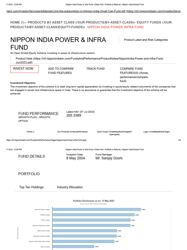 Nippon India Power & Infra Fund - Check NAV, Portfolio & Returns ...