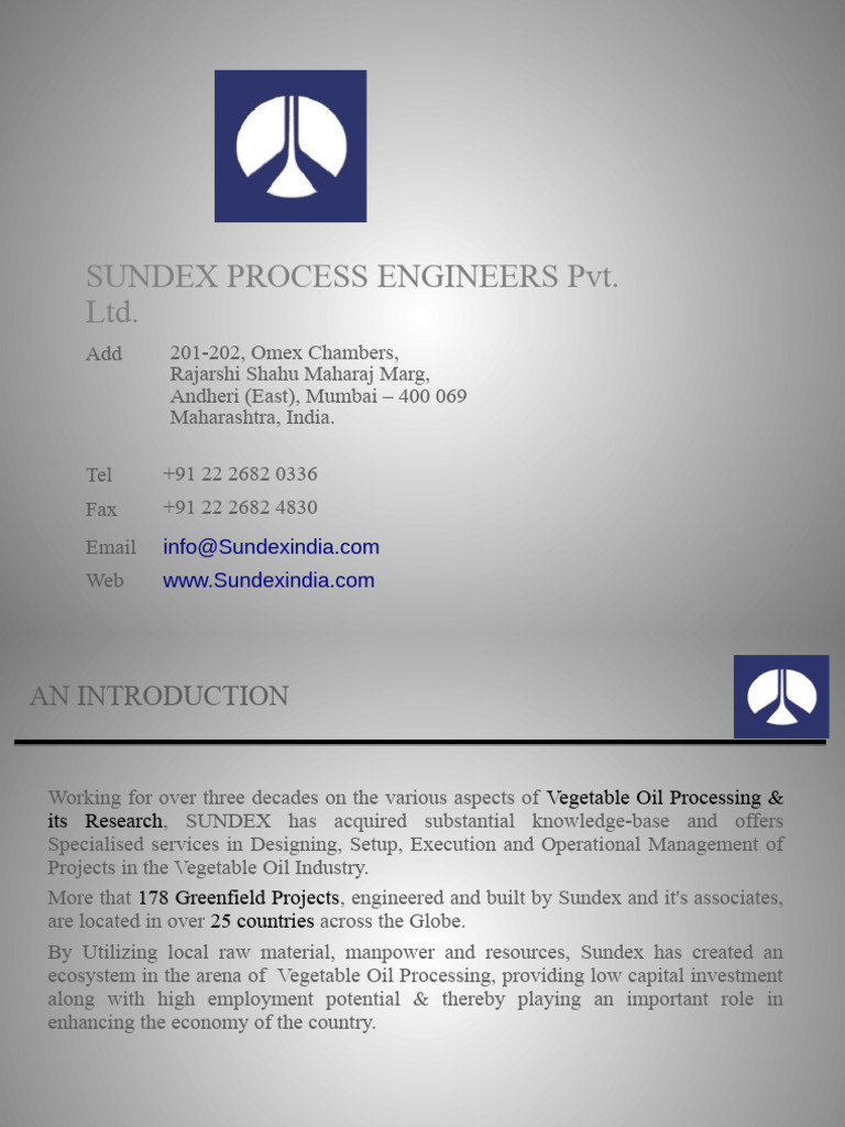 Sundex Presentation | PDF | Vegetable Oil | Chemical Substances