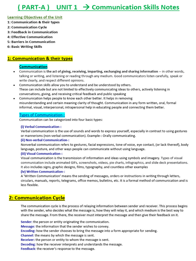 Communication Notes For AI | PDF | Communication | Adverb