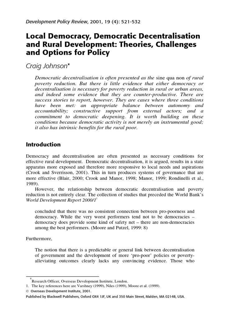 Local Democracy Decentralization and Dvept | PDF | Democracy ...