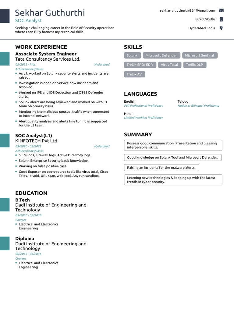 Sekhar's Resume | PDF | Security | Computer Security