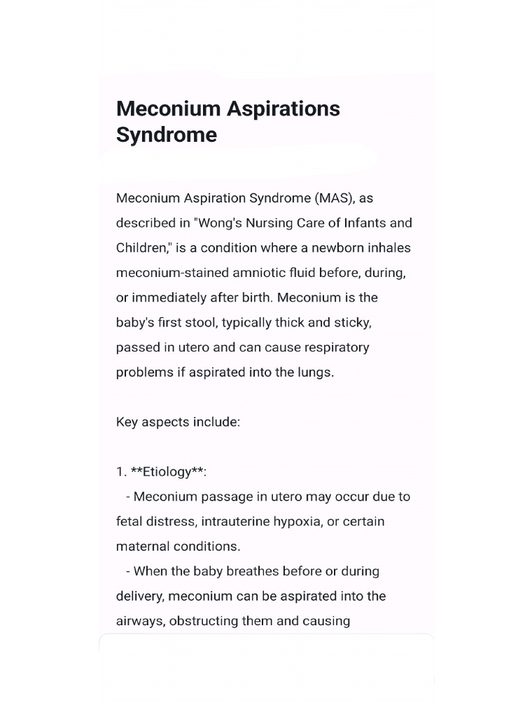 Meconium Aspirations Syndrome | PDF