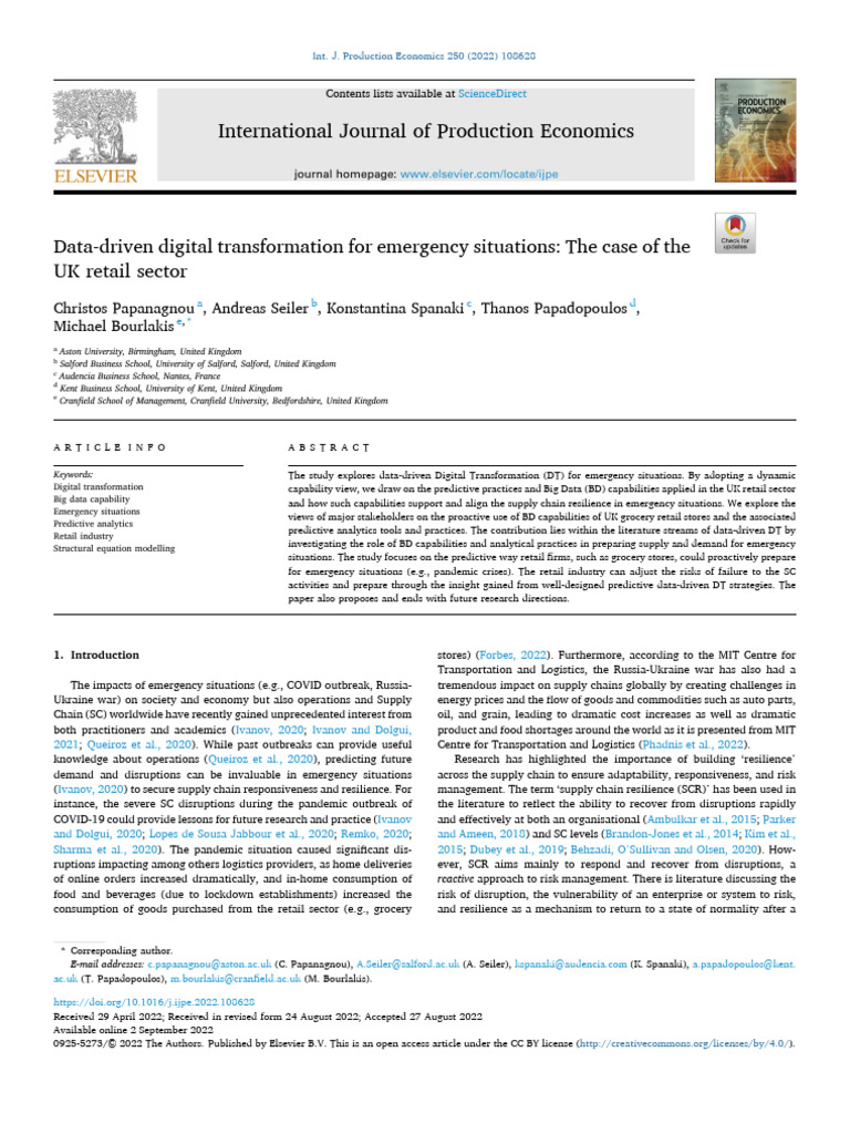 Data Driven Digital Transformation for Emergency 2022 International ... Data Driven Digital Transformation for Emergency 2022 International ...