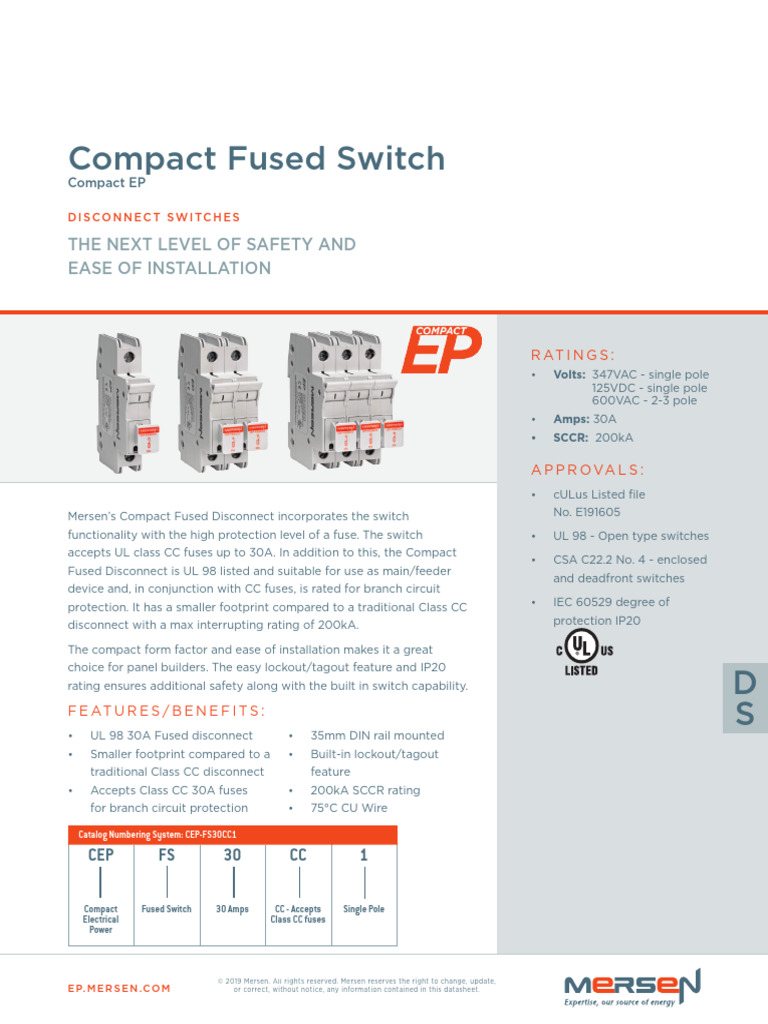 DS Compact Fused Switch Mersen | PDF | Fuse (Electrical) | Switch