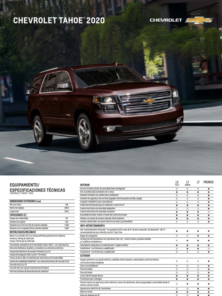 2020 - Ficha Técnica - Chevrolet - Tahoe | PDF | Smartphone | Internet